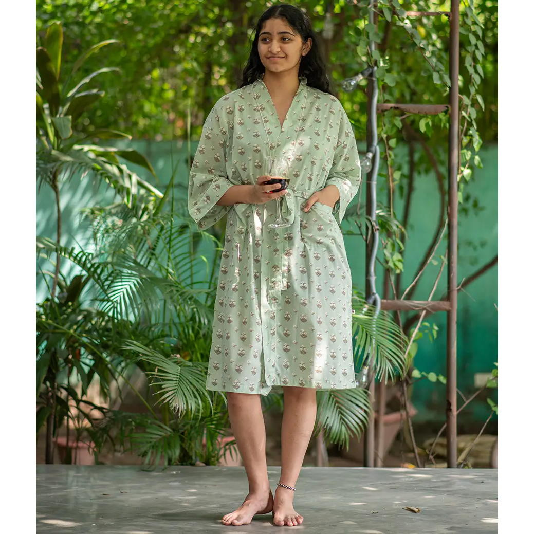 Chanderi Mint Green Kimono – Paper Trail Rhinebeck